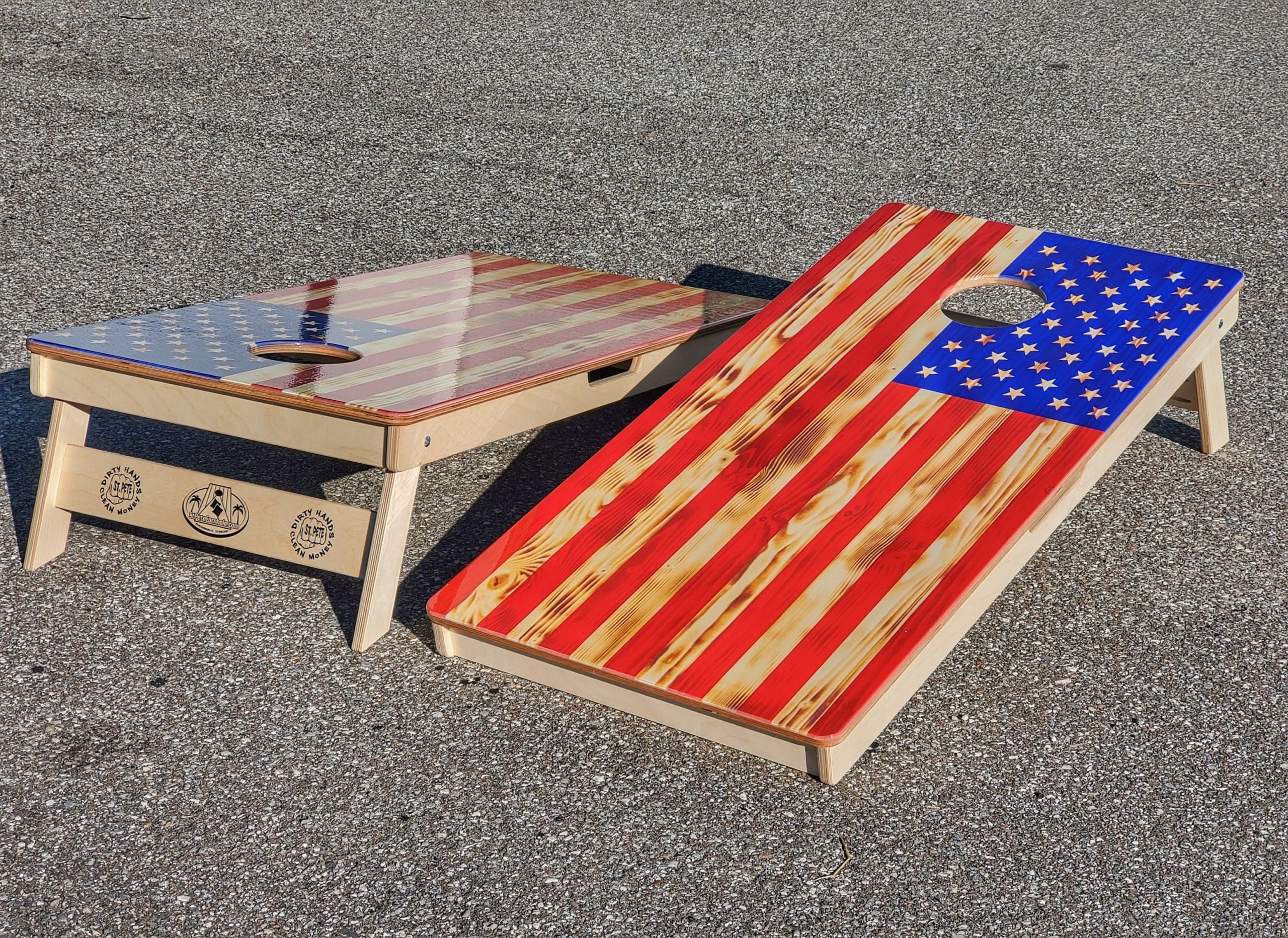 Wood Burned USA Themed Direct Print Boards – St Pete Cornhole & UV Printing